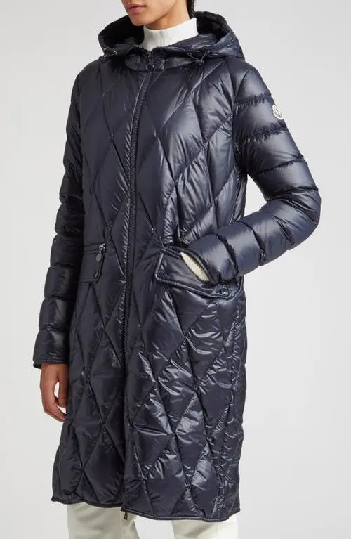 Moncler Serilong Recycled Nylon Long Coat - Blue Navy | Editorialist